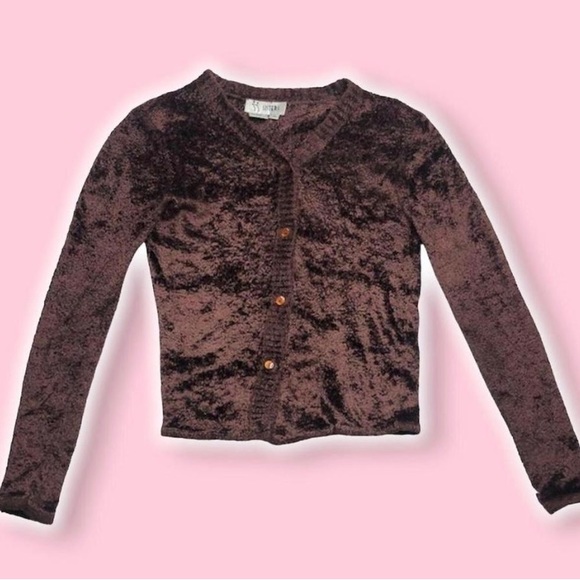 Tops | Vintage 9s Fuzzy Chocolate Brown Cardigan | Poshmark